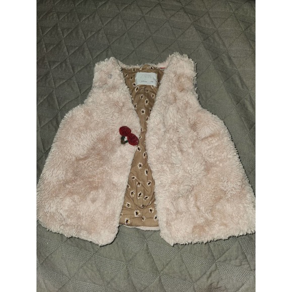 Zara | Jackets & Coats | Zara Faux Fur Fuzzy Vest 45 Y 1 Pink | Poshmark